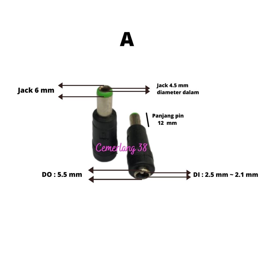Jual Converter jack DC standard (DO:5.5mm) ke berbagai ukuran (bisa ...