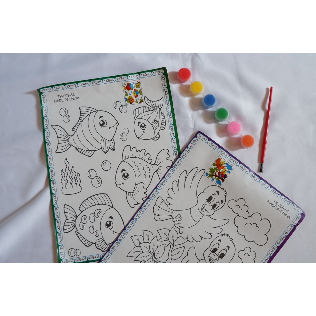 Jual MAINAN EDUKATIF DIY mewarnai dengan cat air, menempel kancing ...