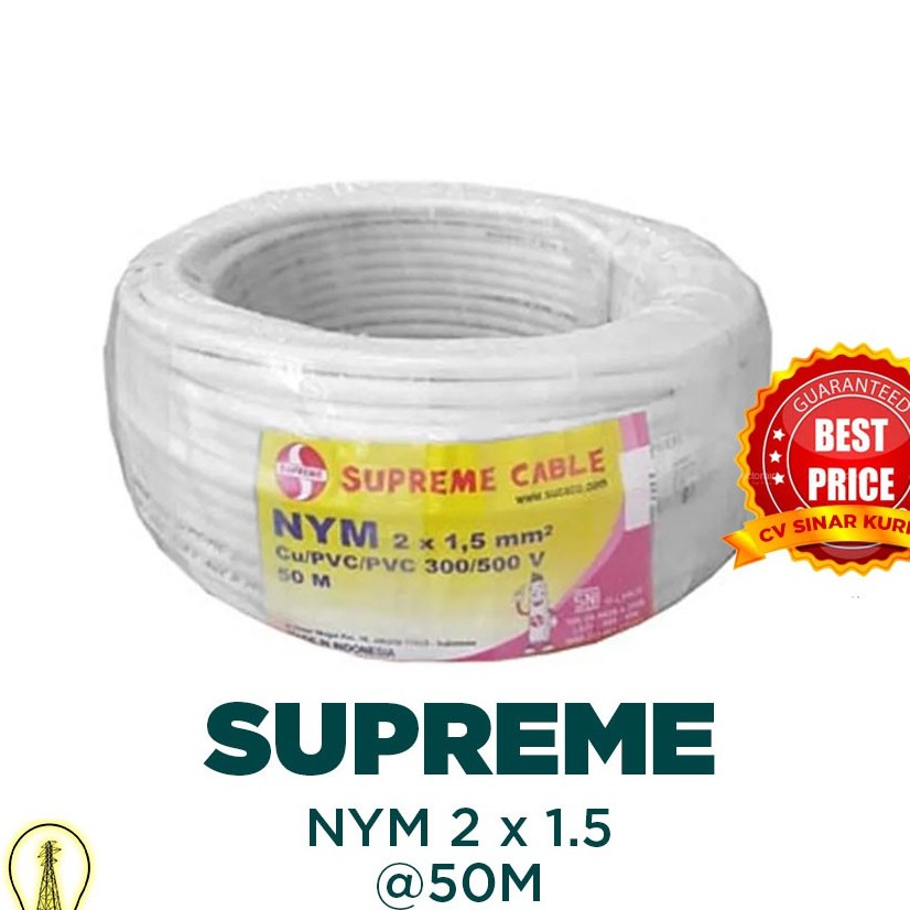 Jual Kabel Listrik Supreme NYM 2x1.5 2x1,5 2 x 1.5 2 x 2,5 roll @50m SNI GROSIR ORIGINAL ...