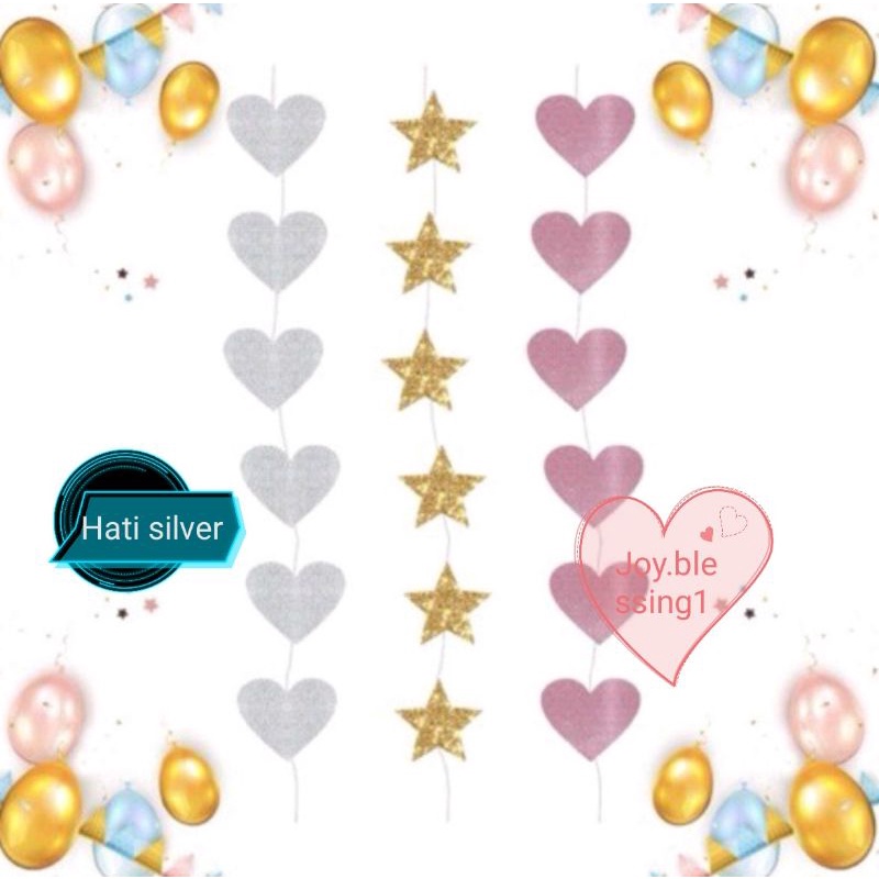 Jual PAPER GARLAND hiasan gantung bintang hati HBD 4 MTR | Shopee Indonesia