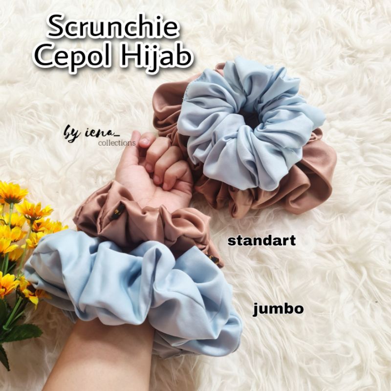 Jual Scrunchie jumbo satin velvet cepol rambut cepol hijab ikat rambut ...