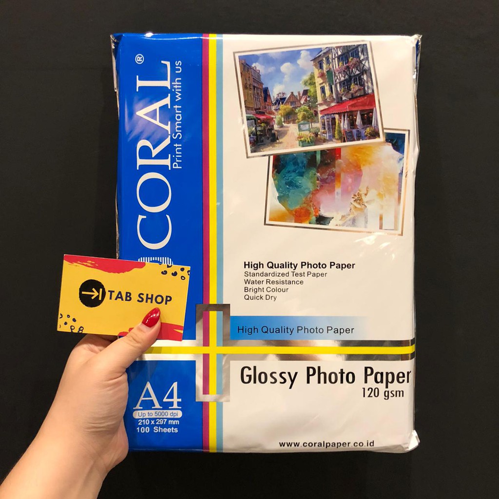 Jual TAB SHOP - CORAL GLOSSY PHOTO PAPER A4 120 GSM 100 SHEETS - CORAL ...