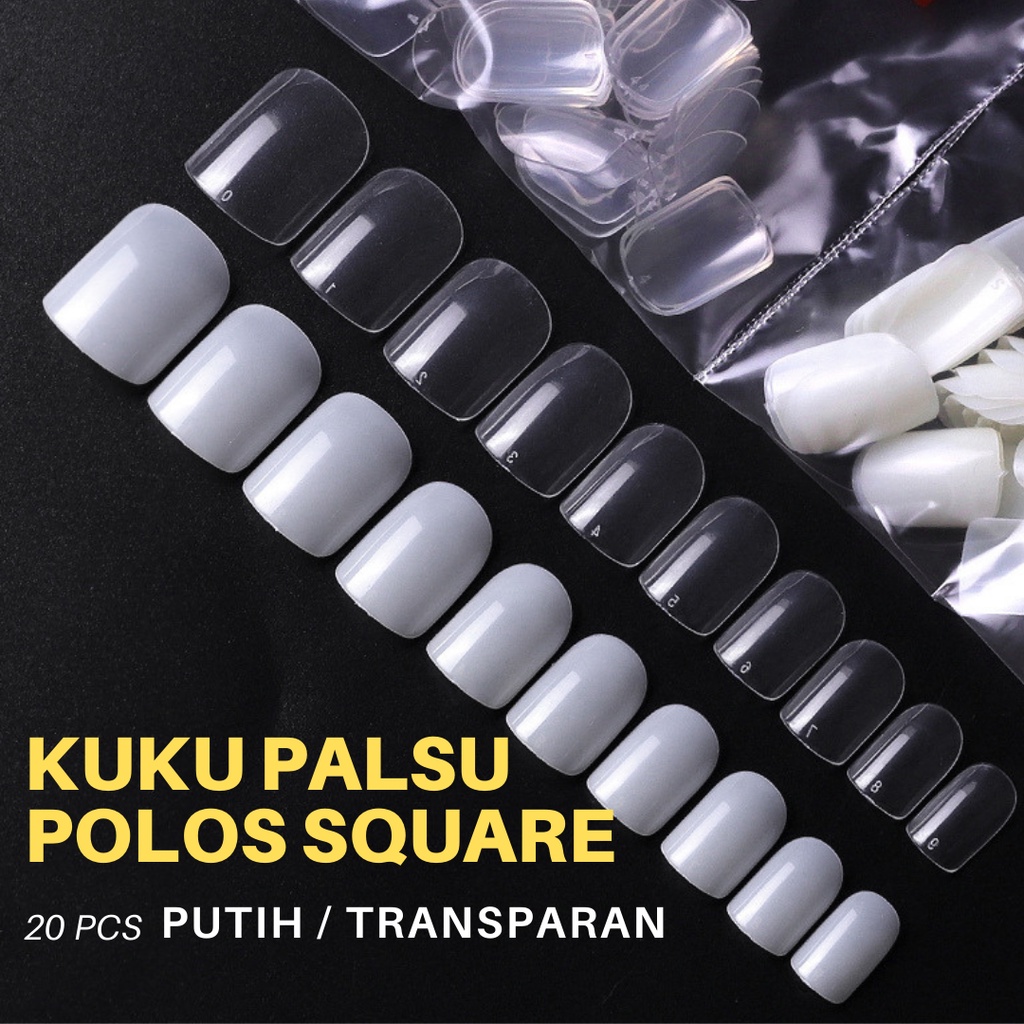 Jual 20 PCS Kuku Palsu Transparan Square (no 0-9) / Fake Nails ...