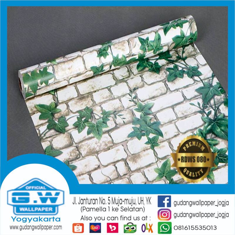 Jual WALLPAPER DINDING BATA PUTIH SULUR DAUN | Wallpaper Sticker ...
