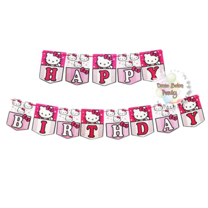 Jual Banner Ulang Tahun / Bunting Flag Happy Birthday Hello Kitty ...