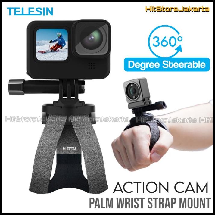 Jual Telesin Action Cam 360 Rotasi Palm Wrist Strap Mount Gopro ...