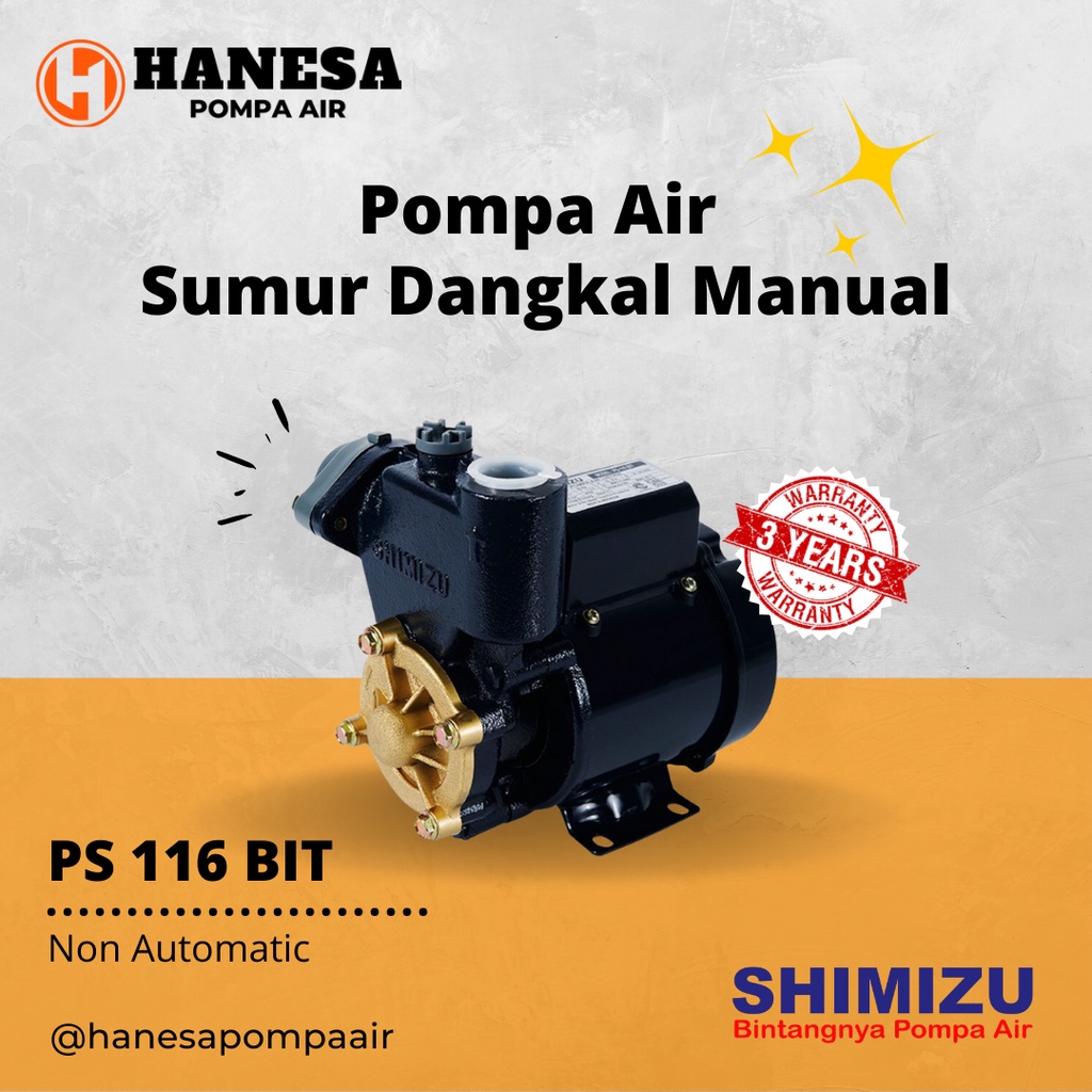 Jual Shimizu PS 116 BIT Pompa Air Sumur Dangkal Non Otomatis | Shopee ...