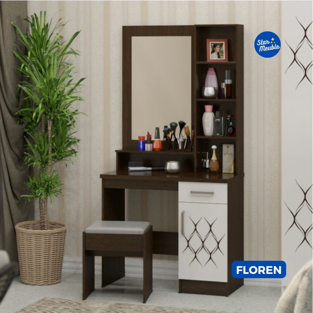 Jual Set Meja Rias + Kursi Meja Kosmetik Meja Makeup dengan Bangku Kaca ...