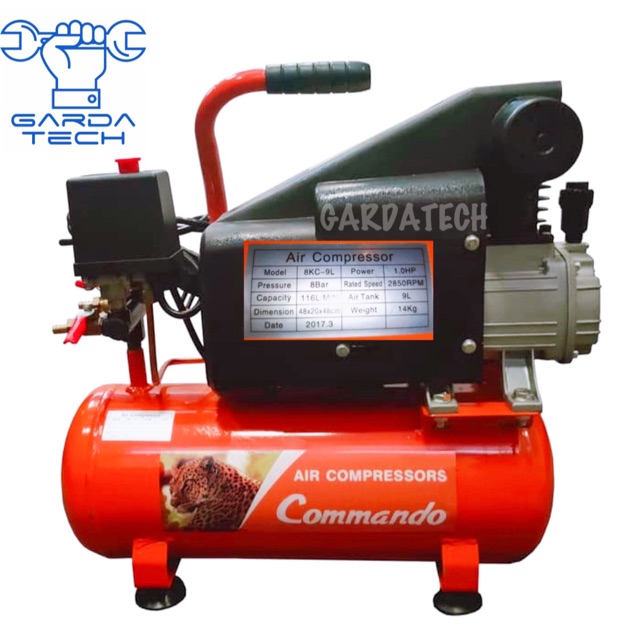 Jual Air Compressor Kompresor Angin Portable Commando 9 Liter | Shopee ...