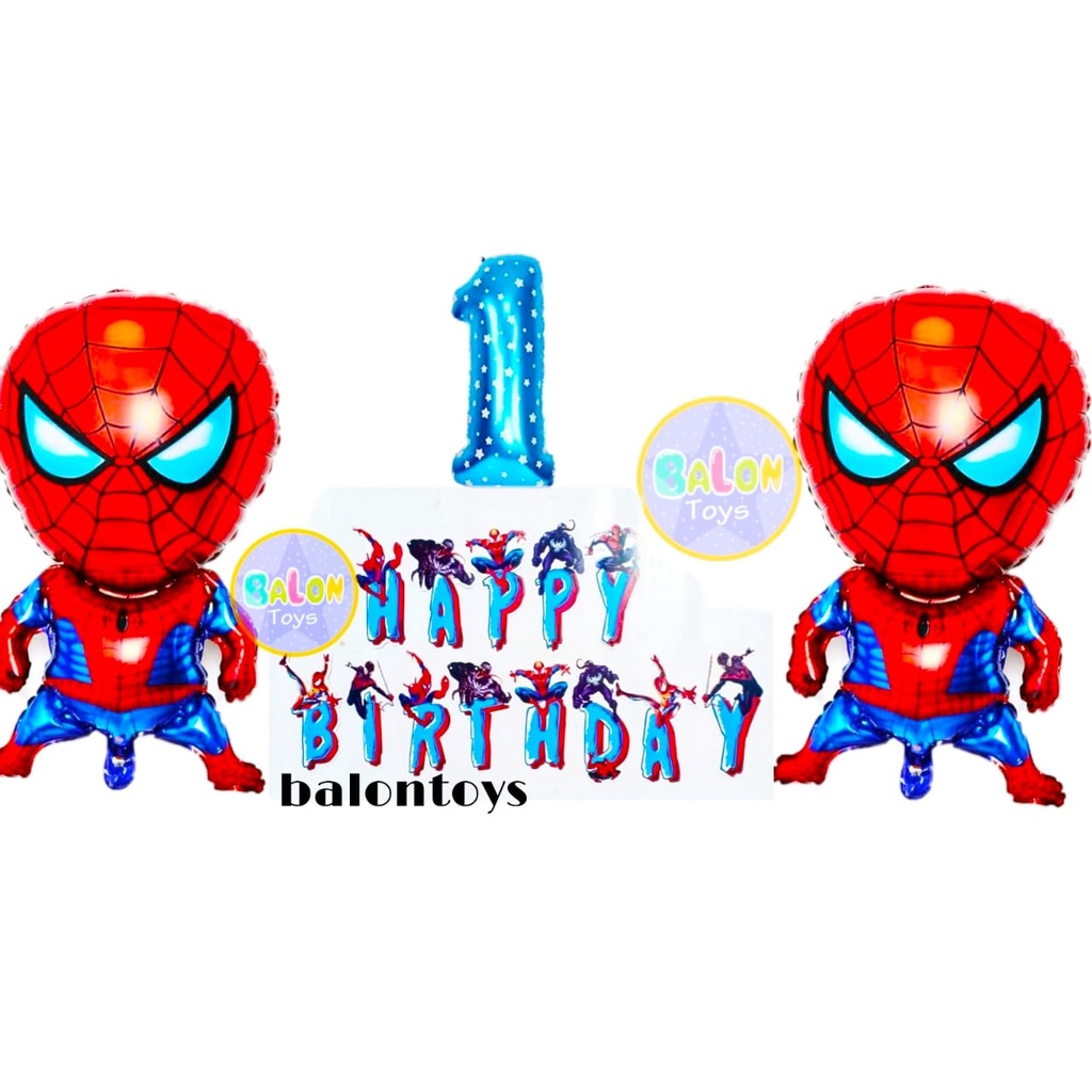 Jual PAKET SPIDERMAN SIMPLE HAPPY BIRTHDAY MURAH (BANNERBENTUK,ANGKA,2 ...