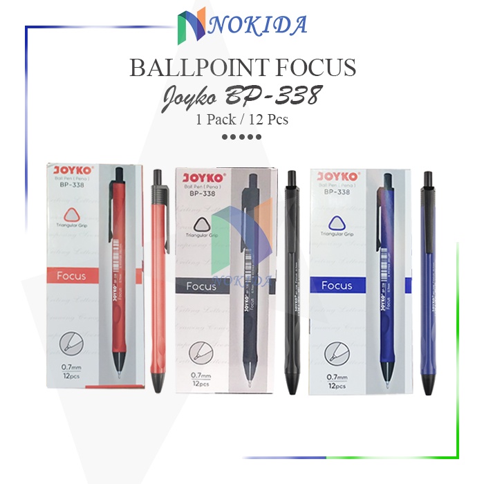 Jual Nokida Pulpen Joyko Focus BP-338 [1 Pack/12 Pcs] / Alat Tulis ...