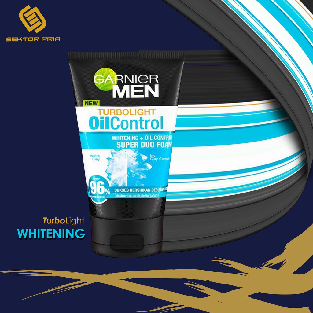 Jual Garnier Men Duo Foam Turbo Light White Oil Control 100 ml | Shopee ...