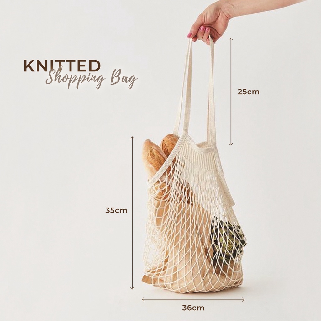 Jual Handmade Rajut Tas Belanja Jaring Lipat Stylish / Knit Shopping ...