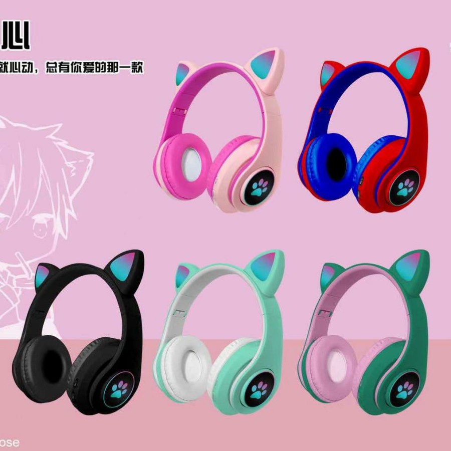 Jual Headphone Bluetooth Bando Cat Ear JST-28 LED Headset True Wireless ...