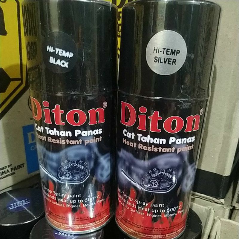 Jual pilok cat semprot Diton Hi temp tahan panas hitam black, silver, bronze 300cc | Shopee ...