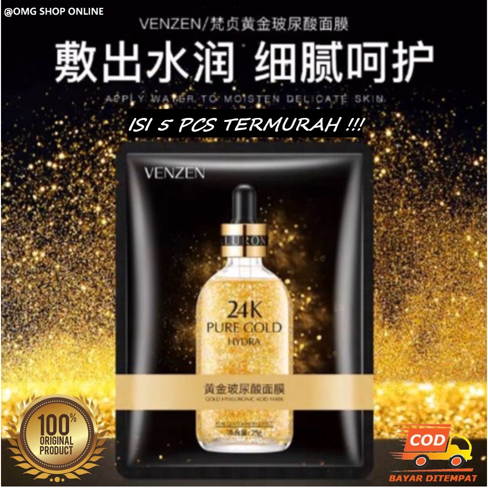 Jual 5 Pcs Masker Wajah 24K Gold Facial Sheet Mask / Masker Wajah ...