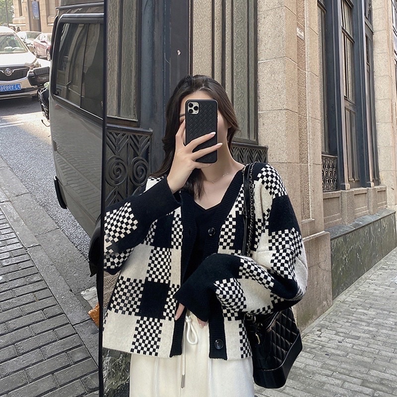 Jual storedelune - Kalle Checkerboard Cardigan (Premium Import Quality ...