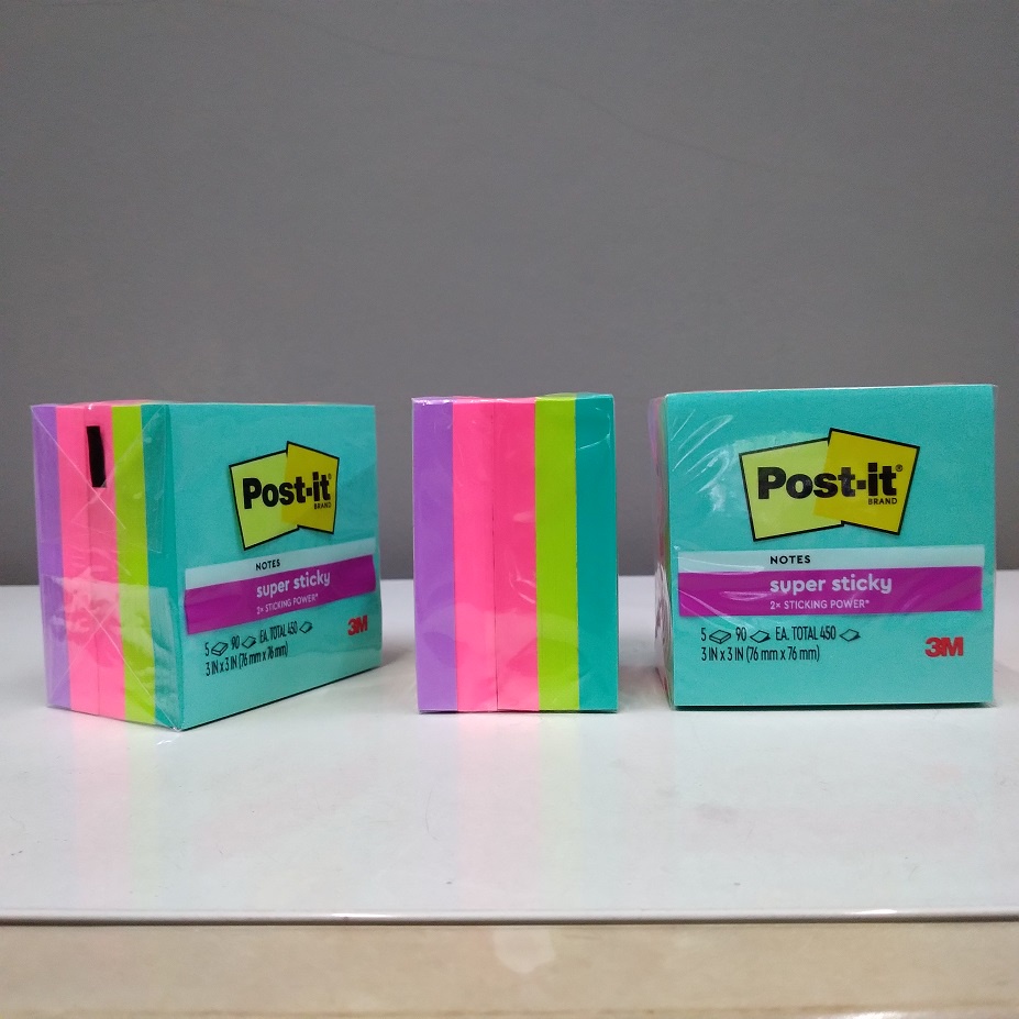 Jual 3M Sticky Notes Post It 654 5SSMIA Super nova 3 inch x 3 inch ...