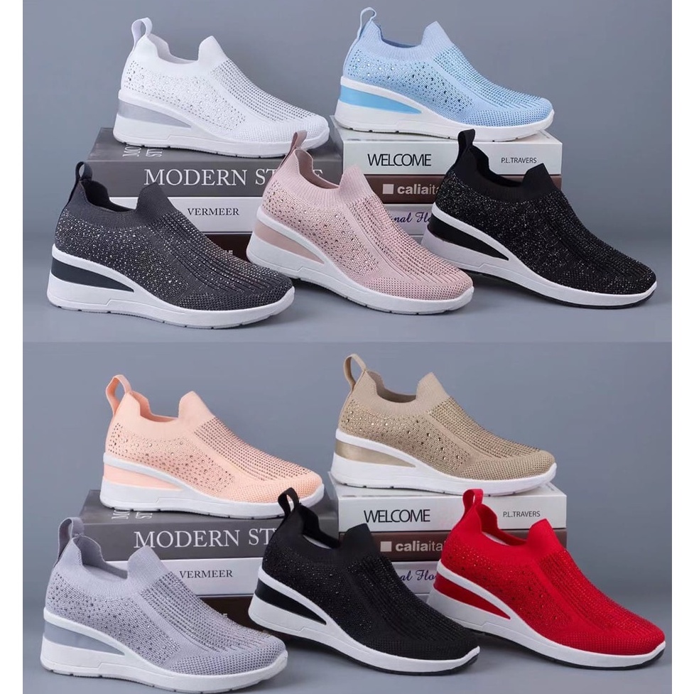 Jual M&M Sepatu Sneakers Wanita Tanpa Tali Flyknit Fashion Korea Casual ...