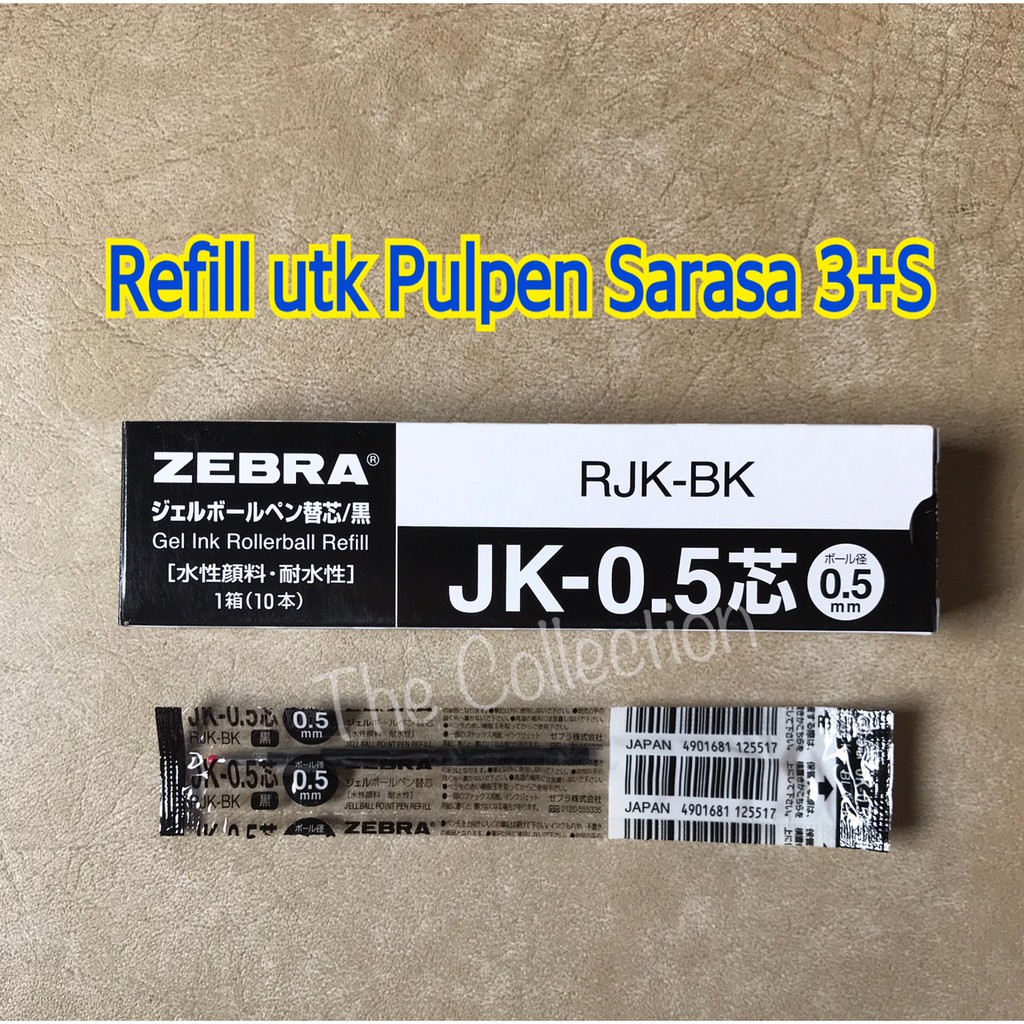 Jual ATK556SR Refill 3S Black 0.5 RJK-BK Sarasa Pulpen isi ulang 3+S ...