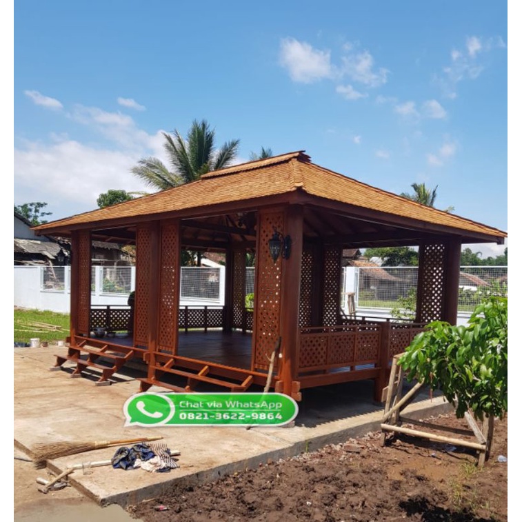 Jual gazebo kayu kelapa model minimalis modern terbaru | Shopee Indonesia