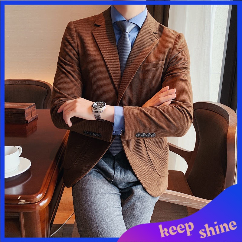 Jual Blazer Casual Pria Slimfit Brown Blazer For Men Corduroy Slim Fit ...