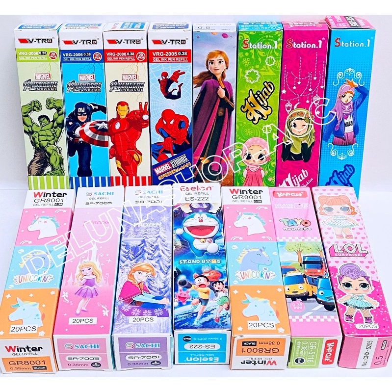 Jual Refill Gel Pen / Pulpen Gel Fancy 0.38/0.5mm (20pc) gel refill ...