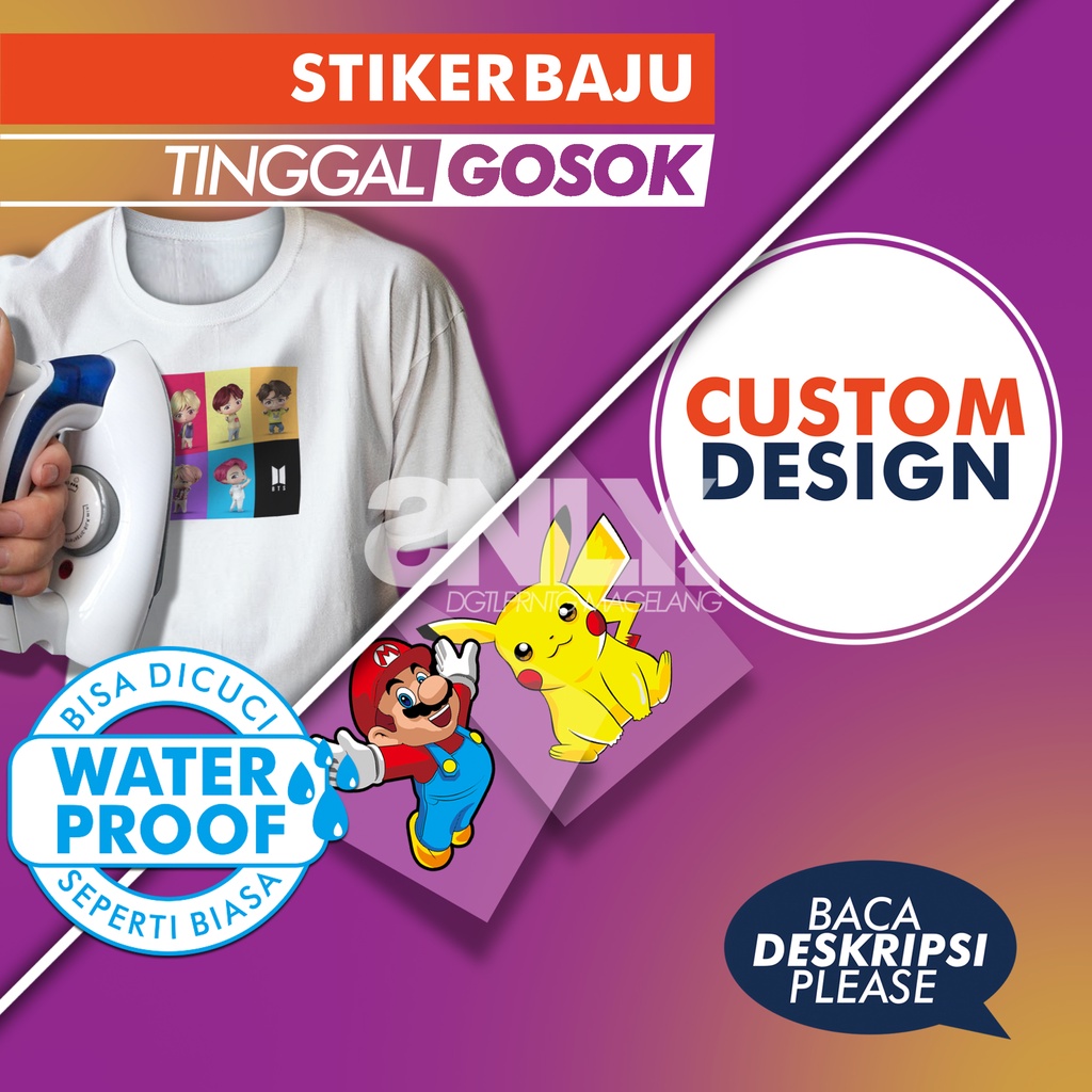 Jual Stiker Baju Sablon Sticker Setrika Custom Transparan Waterproof ...