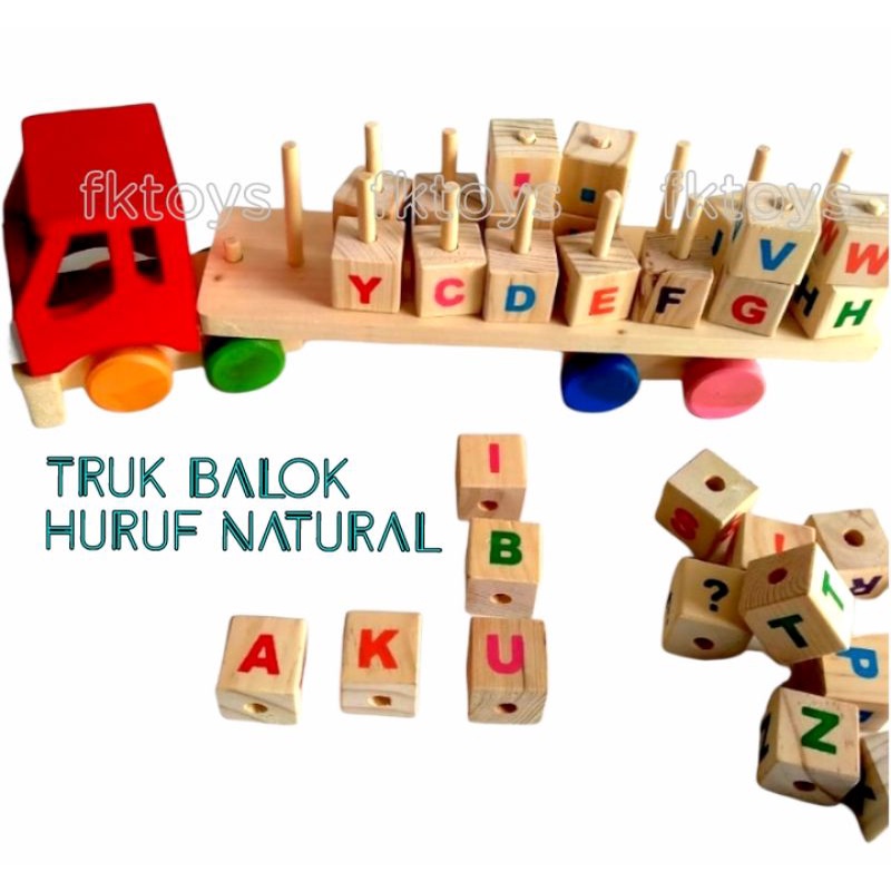 Jual Mainan Edukasi Truck balok susun ABJAD/HURUF | Shopee Indonesia