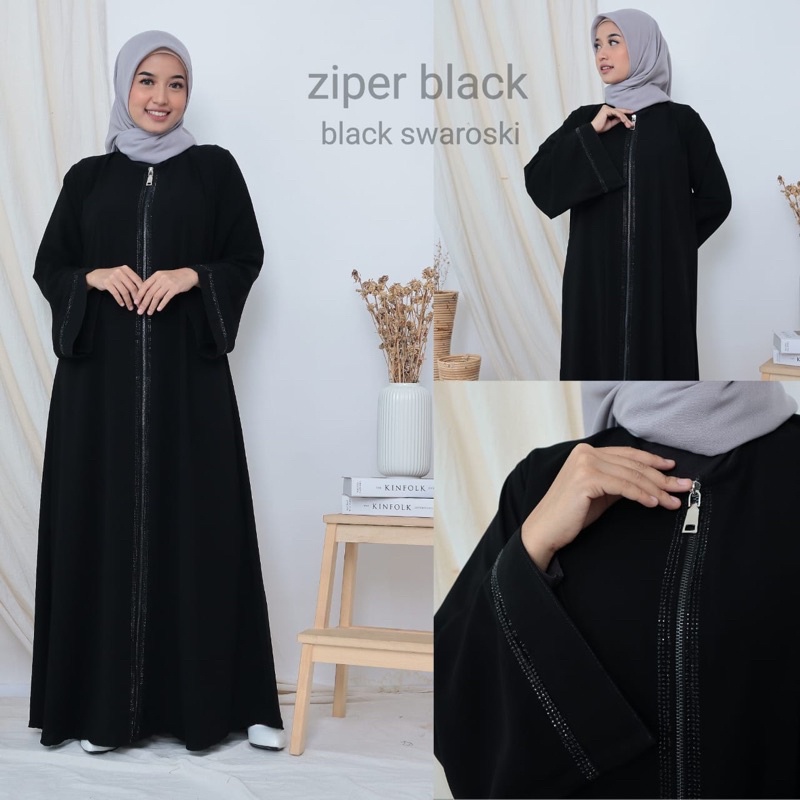 Jual Abaya hitam polos simple ziper black gamis arab turkey dress renda ...