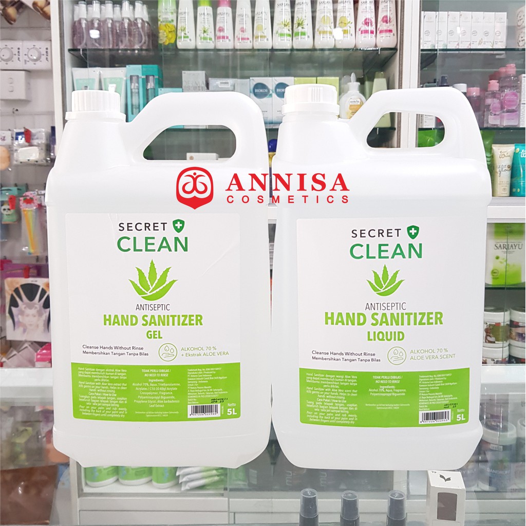 Jual SECRET CLEAN ANTISEPTIC HAND SANITIZER LIQUID-GEL (5 LITER ...