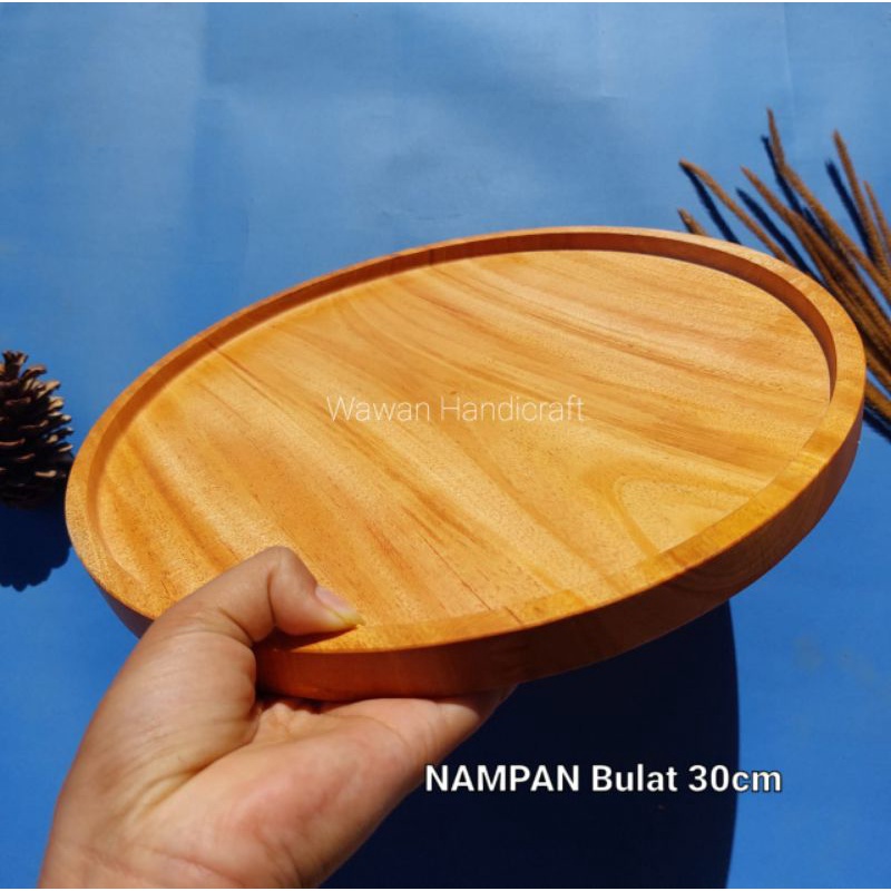 Jual piring kayu/piring makan/piring datar/piring buser 30cm/piring ...