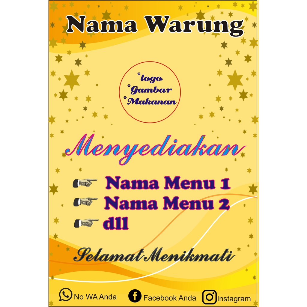 Jual STIKER/LABEL/PLANG CUSTOM NAMA TOKO + DAFTAR MENU | Shopee Indonesia
