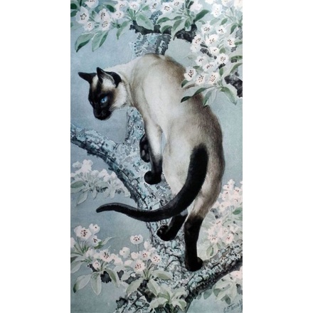 Jual lukisan cetak kucing' di atas pohon plus bingkai uk 65 x45 ...