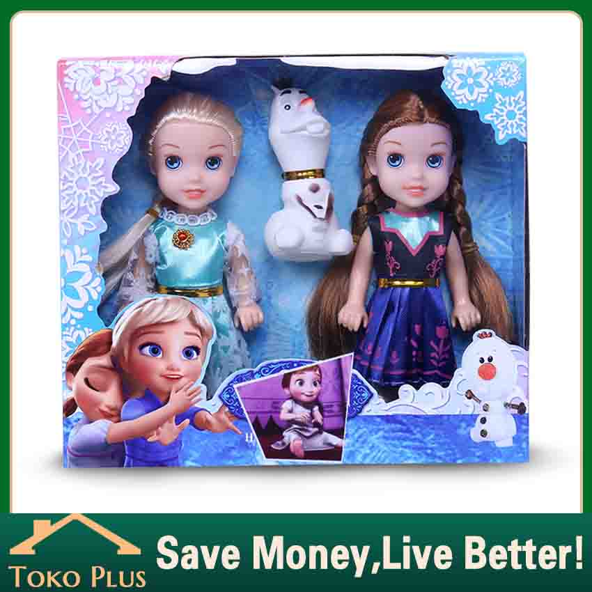 Jual 3PCS Birthday Gift Playset Frozen Princess Elsa&Anna Doll Figures ...