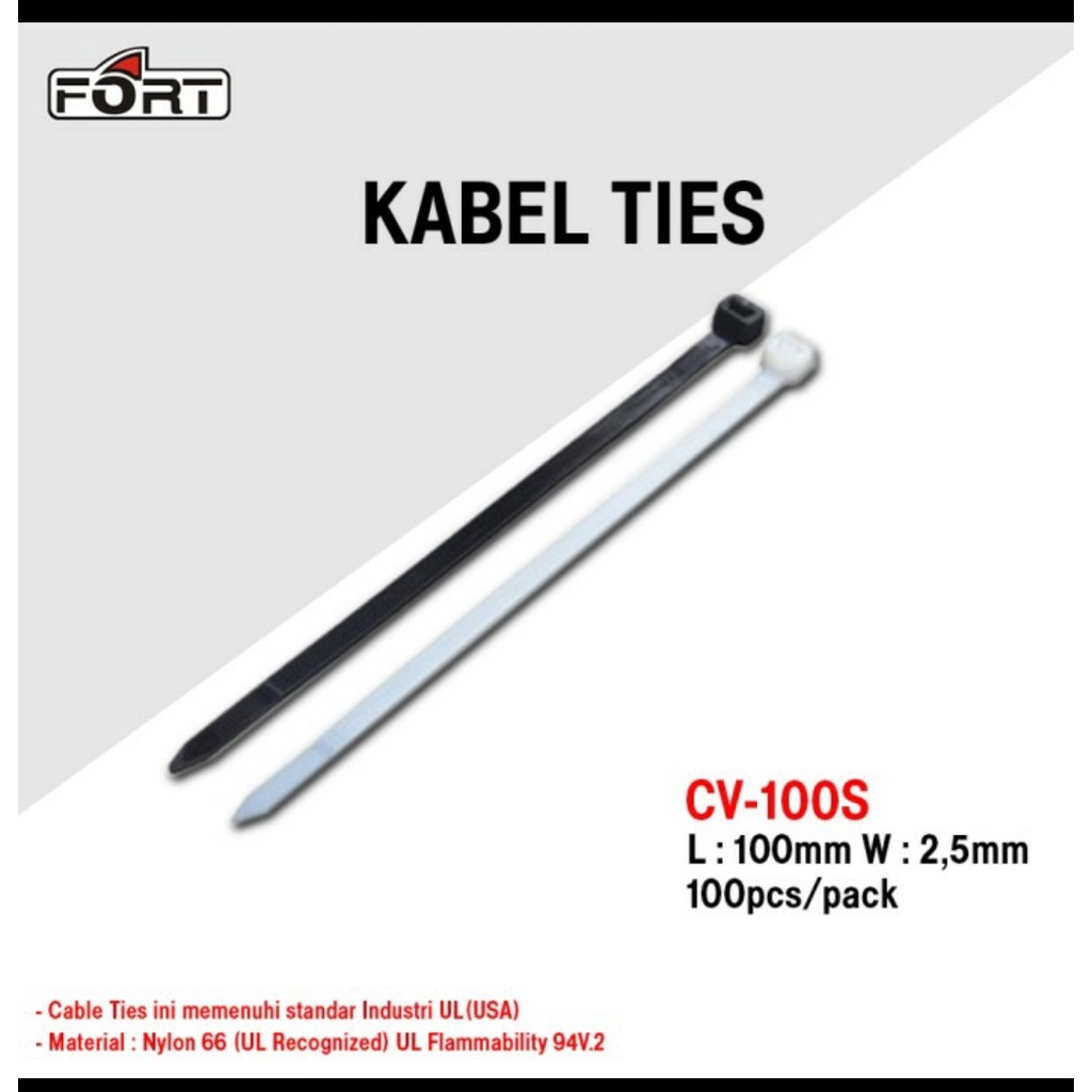Jual Kabel Tis 10 cm x 2,5 CV-100S FORT |Cable Ties Kualitas Bagus ...
