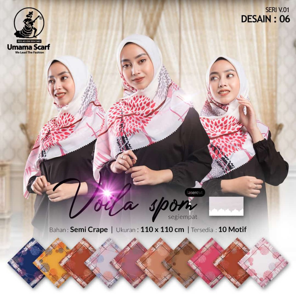 Jual Jilbab PILIH WARNA PILIH MOTIF VOILA SPOM LASER CUT UMAMA Hijab ...
