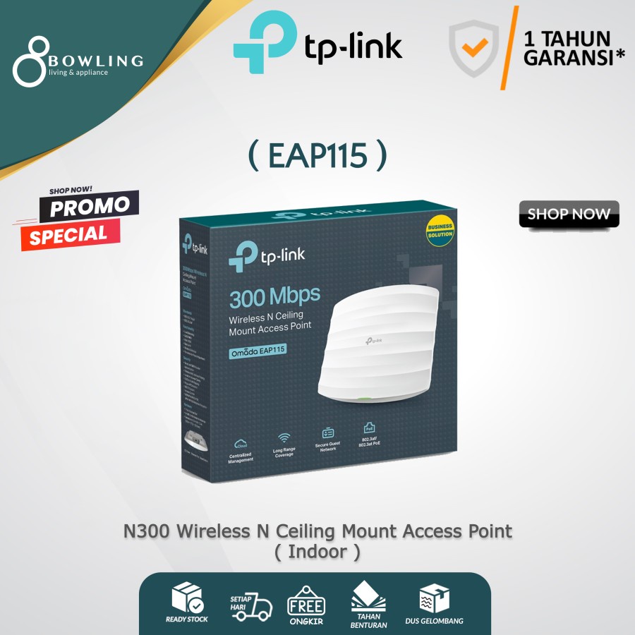 Jual TP LINK EAP115 300Mbps Wireless N Ceiling Mount Access Point TPLINK TL-EAP115 | Shopee ...