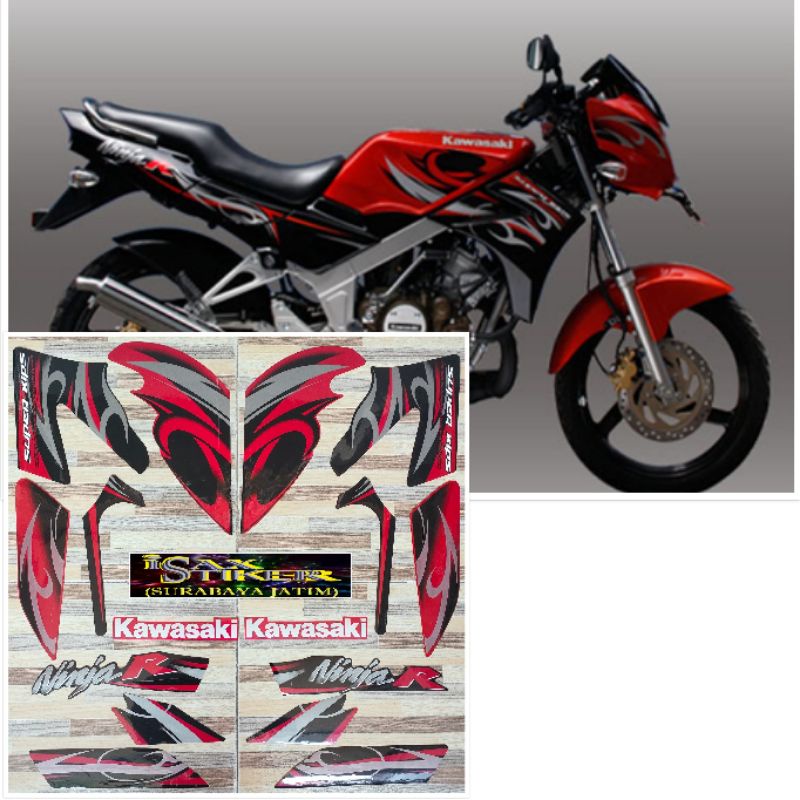 Jual striping original Kawasaki ninja R merah red tahun 2012 2013 ...