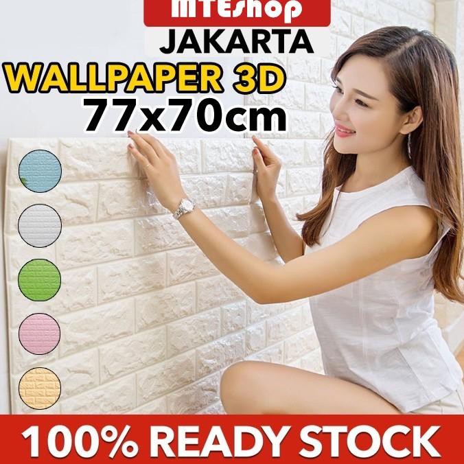 Jual PREMIUM Wallpaper 3D Modern Foam Batu Bata Ukuran 70 X 77 Wall Sticker Putih | Shopee Indonesia