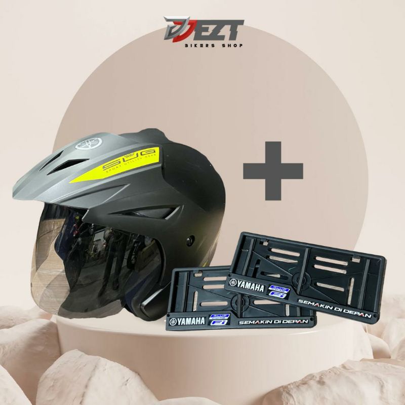 Jual HELM YAMAHA MIO GEAR HALF FACE TRAIL FREE CASING PLAT NOMOR UKURAN ...