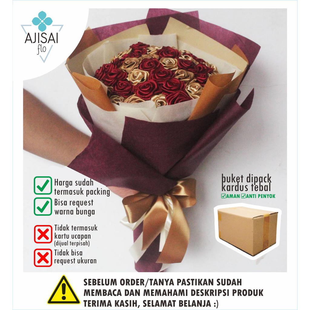 Jual Ajisai.Flo Buket Bunga Mawar Satin Isi 40 untuk Hadiah wisuda ...