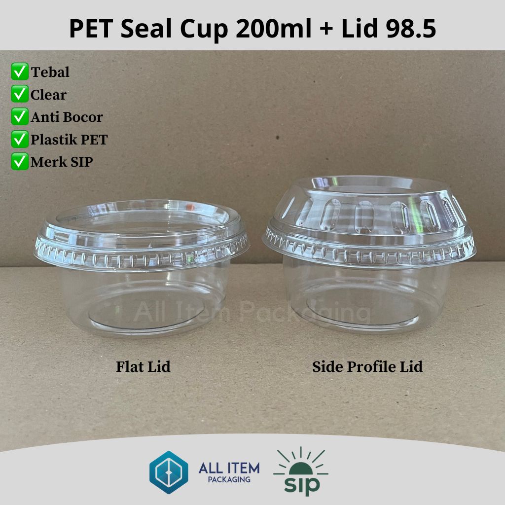 Jual Pudding Seal Cup PET / Gelas Puding 200ml + Lid @50 Pcs SIP 98.5 ...