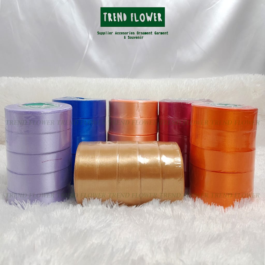 Jual PITA SATIN 1 INCH lebar 2,5cm warna warni per roll kado hiasan ...