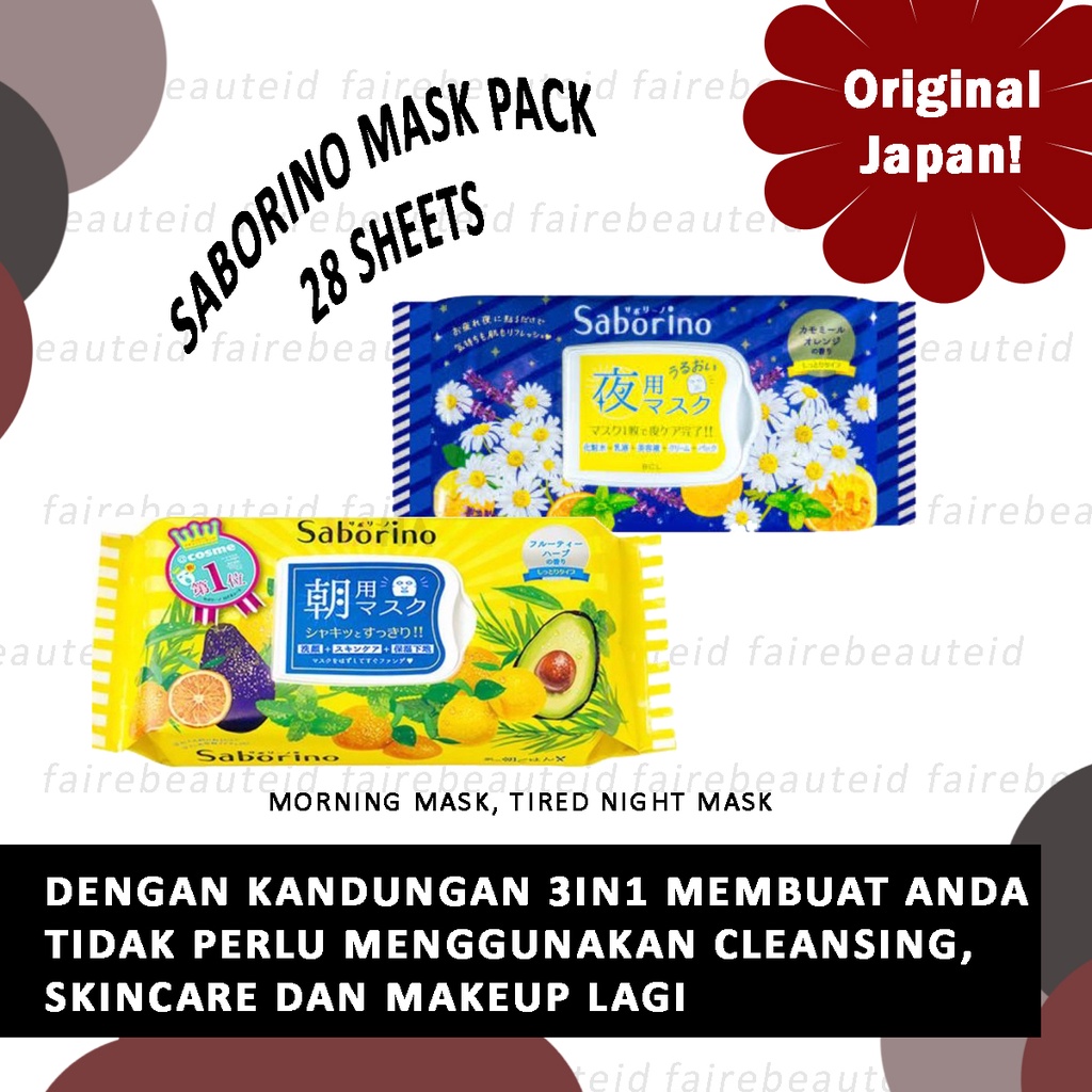 Jual [ORIGINAL JAPAN] READY STOCK! SABORINO MORNING/NIGHT MASK PACK ...