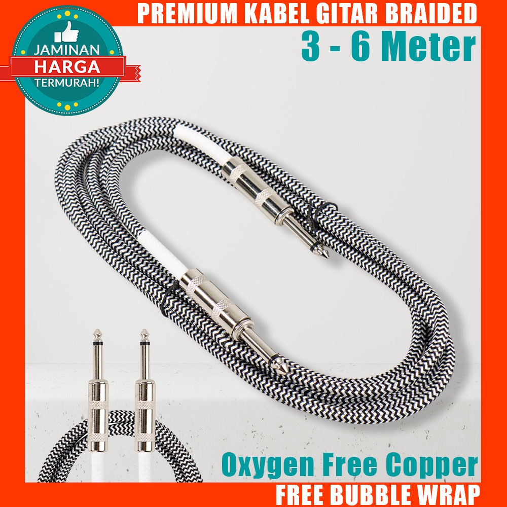 Jual Kabel Jack Gitar Braided 3M 6M Cable Guitar Bass Instrument 3 ...