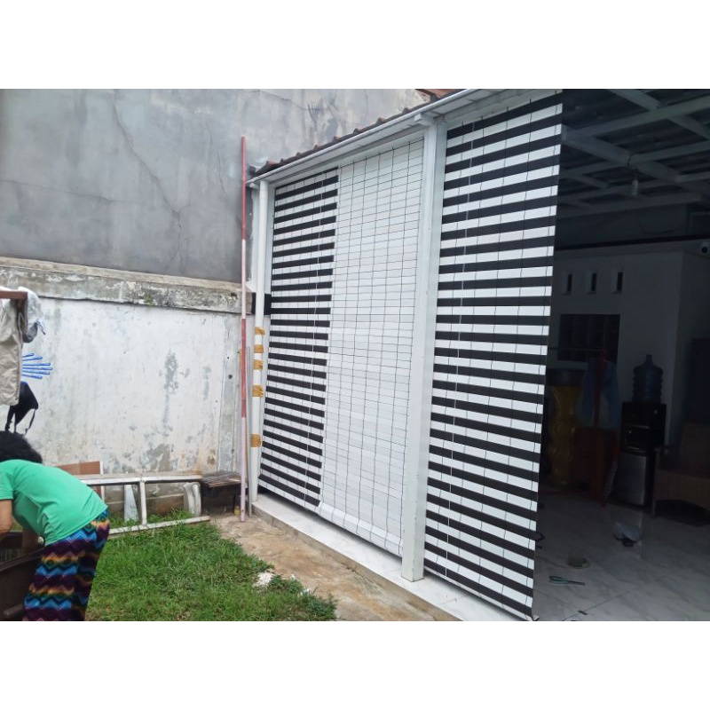 Jual krey/tirai kayu polos/motif ukuran 2x2m&kray/tirai bambu sawit ...