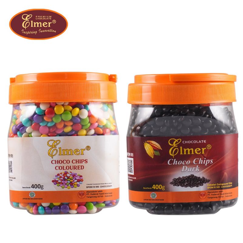 Jual Elmer Choco Chips HR 400gr | Chocochip Dark & Warna Half Round ...