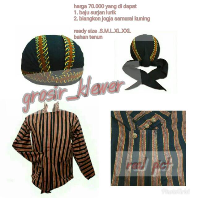 Jual SURJAN LURIK DEWASA BONUS BLANGKON JOGJA SAMURAI KUNING SLIWIR ...
