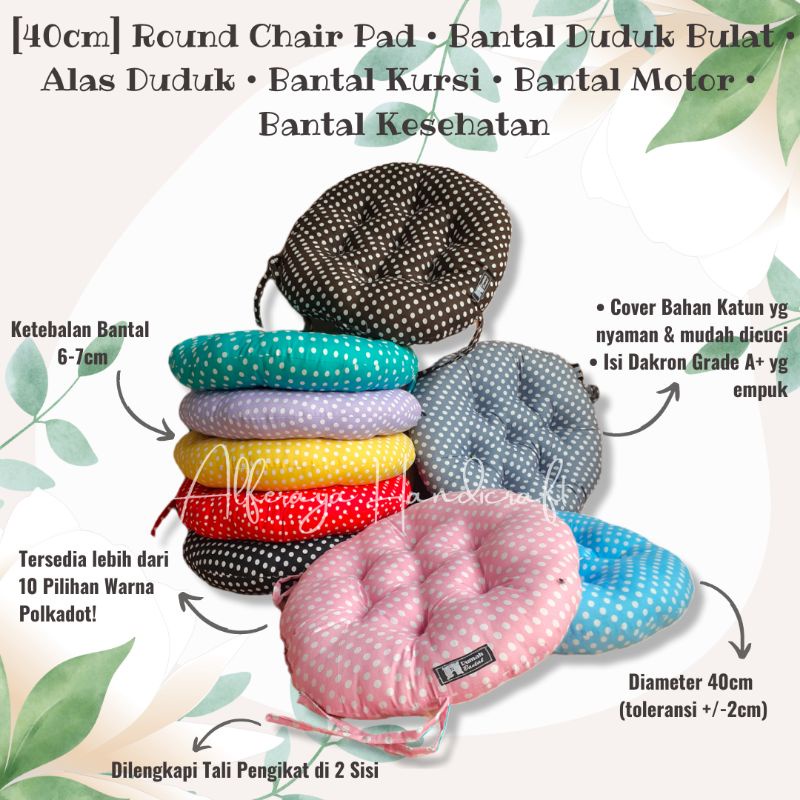Jual [40cm] Bantal Duduk BULAT 40cm Motif POLKADOT • Alas Duduk Bulat ...